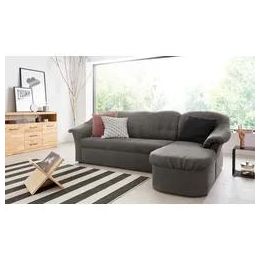 Ecksofa DOMO collection "Pegnitz L-Form" Sofas Gr. B/H/T: 238cm x 82cm x 141cm, Luxus-Microfaser Chenilleoptik, Recamiere rechts, ohne Bettfunktion, grau (stone) wahlweise mit Bettfunktion