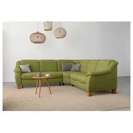 Ecksofa Home Affaire "Caldera L-Form" Sofas Gr. B/T: 270cm x 250cm, Struktur, langer Schenkel links, mit Kopfteilverstellung-mit Bettfunktion-mit Schubkasten, grün Federkern, wahlweise mit Kopfteilverstellung, Bettfunktion, Bettkasten