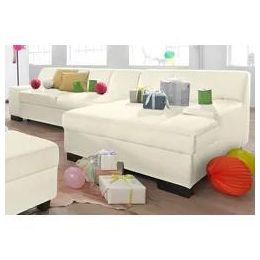 Ecksofa DOMO collection "Norma L-Form" Sofas Gr. B/H/T: 268cm x 74cm x 153cm, Kunstleder SOFTLUX, Recamiere rechts, ohne Bettfunktion, beige (creme) wahlweise mit Bettfunktion