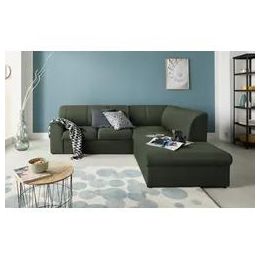 Ecksofa DOMO collection "Topper L-Form" Sofas Gr. B/H/T: 237cm x 78cm x 200cm, Struktur fein, Ottomane rechts, Ohne Bettfunktion, grün mit Ottomane, wahlweise Schlaffunktion