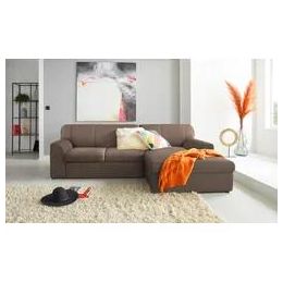 Ecksofa DOMO collection "Topper L-Form" Sofas Gr. B/H/T: 245cm x 78cm x 155cm, Struktur fein, Recamiere rechts, Ohne Bettfunktion, braun mit Recamiere, wahlweise Schlaffunktion