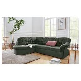 Ecksofa DOMO collection "Pegnitz L-Form" Sofas Gr. B/H/T: 246cm x 82cm x 180cm, Struktur fein, Ottomane links, mit Bettfunktion, grün wahlweise mit Bettfunktion