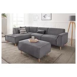 Ecksofa Andas "Janek L-Form" Sofas Gr. B/H/T: 263cm x 81cm x 191cm, Struktur fein, Ottomane links, ohne Funktion, schwarz (pepper) mit Federkern und Keder in scandinavischem Design