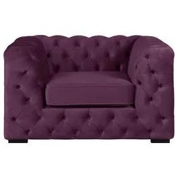 Guido Maria Kretschmer Home & Living Chesterfield-Sessel GUIDO MARIA KRETSCHMER HOME & LIVING "Kalina Sessel" Sessel Gr. Samtvelours, B/H/T: 110 cm x 67 cm x 98 cm, lila (aubergine) mit klassischer Chesterfield-Knopfheftung, sehr hochwertige Qualität