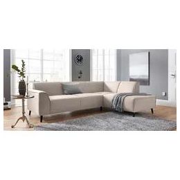 Ecksofa DOMO collection "Amora L-Form" Sofas Gr. B/H/T: 263cm x 81cm x 191cm, Struktur, Ottomane rechts, ohne Funktion, beige mit Ottomane, inklusive komfortablen Federkerns