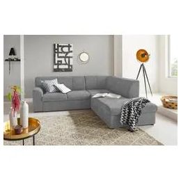 Ecksofa DOMO collection "Topper L-Form" Sofas Gr. B/H/T: 237 cm x 78 cm x 200 cm, Chenille-Optik, Ottomane rechts, Ohne Bettfunktion, grau (hellgrau) mit Ottomane, wahlweise Schlaffunktion