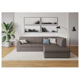 Ecksofa DOMO collection "Topper L-Form" Sofas Gr. B/H/T: 237cm x 78cm x 200cm, Kunstleder SOFTLUX, Ottomane rechts, Mit Bettfunktion, braun (schlamm) mit Ottomane, wahlweise Schlaffunktion