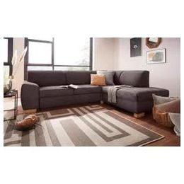 Ecksofa DOMO collection "Incanto L-Form" Sofas Gr. B/H/T: 260cm x 81cm x 195cm, Struktur weich, Ottomane rechts, mit Bettfunktion, braun (espresso) wahlweise mit Bettfunktion