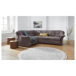 Ecksofa DOMO collection "Sarafina L-Form" Sofas Gr. B/H/T: 240cm x 83cm x 190cm, Chenille, langer Schenkel rechts, mit Bettfunktion-mit Federkern, grau (stone) wahlweise mit Bettfunktion, optional Federkern