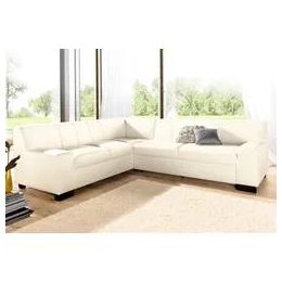 Ecksofa DOMO collection "Norma Top L-Form" Sofas Gr. B/H/T: 247cm x 77cm x 212cm, NaturLEDER, langer Schenkel rechts, ohne Bettfunktion, beige (porzellan) wahlweise mit Bettfunktion