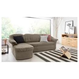 Ecksofa DOMO collection "Pegnitz L-Form" Sofas Gr. B/H/T: 238cm x 82cm x 141cm, Luxus-Microfaser Chenilleoptik, Recamiere links, mit Bettfunktion, braun (schlamm) wahlweise mit Bettfunktion