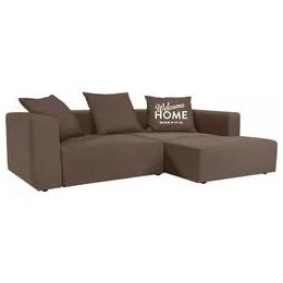 Ecksofa Tom Tailor HOME "HEAVEN CASUAL S" Sofas Gr. B/H/T: 242cm x 85cm x 162cm, Struktur fein TBO, Recamiere rechts, ohne Bettfunktion-ohne Bettkasten, braun (coconut brown tbo 12) aus der COLORS COLLECTION, wahlweise mit Bettfunktion & Bettkasten