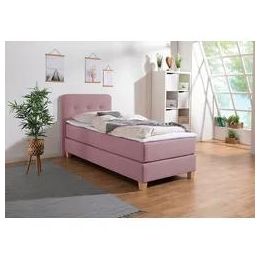 Boxspringbett Home Affaire "Fargo", lila (flieder), B:103cm L:207cm, Struktur fein (100% Polyester), Samtstoff (100% Polyester), Komplettbetten, inkl. Topper, in 3 Matratzenarten, in Samt- oder Strukturstoff