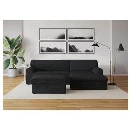 Ecksofa DOMO collection "Topper L-Form" Sofas Gr. B/T: 245cm x 155cm, Struktur, Recamiere rechts, Ohne Bettfunktion, grau (anthrazit, gr) mit Recamiere, wahlweise Schlaffunktion