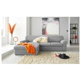 Ecksofa DOMO collection "Topper L-Form" Sofas Gr. B/H/T: 245 cm x 78 cm x 155 cm, Chenille-Optik, Recamiere links, Mit Bettfunktion, grau (hellgrau) mit Recamiere, wahlweise Schlaffunktion