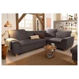 Ecksofa Home Affaire "Lyla L-Form" Sofas Gr. B/H/T: 275cm x 81cm x 214cm, Luxus-Microfaser, langer Schenkel links, ohne Funktion, braun (schwarzbraun) wahlweise mit Rückenfunktion und Bettfunktion