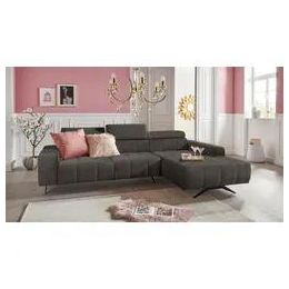 Ecksofa DOMO collection "Trento L-Form" Sofas Gr. B/H/T: 287cm x 79cm x 175cm, Luxus-Microfaser, Recamiere rechts, Mit Kopfteilverstellung, braun (espresso) wahlweise mit Kopfteilverstellung, Recamiere linksrechts bestellbar