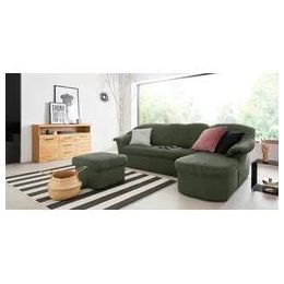 Ecksofa DOMO collection "Pegnitz L-Form" Sofas Gr. B/H/T: 238cm x 82cm x 141cm, Struktur fein, Recamiere rechts, mit Bettfunktion, grün wahlweise mit Bettfunktion