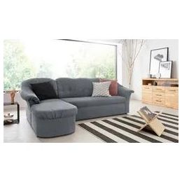 Ecksofa DOMO collection "Pegnitz L-Form" Sofas Gr. B/H/T: 238cm x 82cm x 141cm, Luxus-Microfaser Chenilleoptik, Recamiere links, mit Bettfunktion, grau (steel) wahlweise mit Bettfunktion