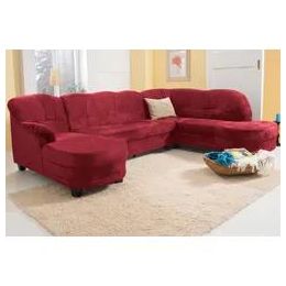 Wohnlandschaft Home Affaire "Camelita U-Form" Sofas Gr. B/H/T: 289cm x 86cm x 81cm, Microfaser PRIMABELLE, Recamiere links, ohne Bettfunktion, rot (bordeaux) wahlweise mit Bettfunktion