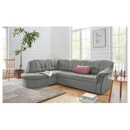 Ecksofa DOMO collection "Pegnitz L-Form" Sofas Gr. B/H/T: 246cm x 82cm x 180cm, Struktur fein, Ottomane links, mit Bettfunktion, grau wahlweise mit Bettfunktion