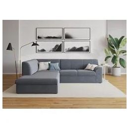 Ecksofa DOMO collection "Topper L-Form" Sofas Gr. B/H/T: 237cm x 78cm x 200cm, Chenille, Ottomane links, Mit Bettfunktion, grau (dunkelgrau) mit Ottomane, wahlweise Schlaffunktion