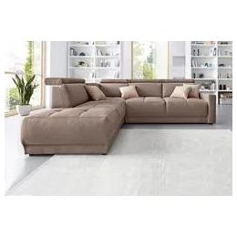 Ecksofa DOMO collection "Ava L-Form" Sofas Gr. B/H/T: 266cm x 84cm x 99cm, Struktur fein, Ottomane links, ohne Funktion, beige mit Ottomane, Federkern wahlweise Kopfteilverstellungen