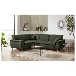 Ecksofa DOMO collection "Franzi L-Form" Sofas Gr. B/H/T: 267cm x 81cm x 214cm, Struktur fein, langer Schenkel rechts, ohne Kopfteilverstellung-ohne Bettfunktion, grün wahlweise mit Kopfteilverstellung (dann Breite: 275 cm)