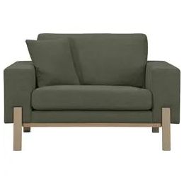 Loveseat OTTO products "Hanne Sessel mit Holzrahmen" Gr. Struktur fein recycelt, B/H/T: 128cm x 86cm x 88cm, grün Sofas Verschiedene Bezugsqualitäten: Baumwolle, recyceltes Polyester