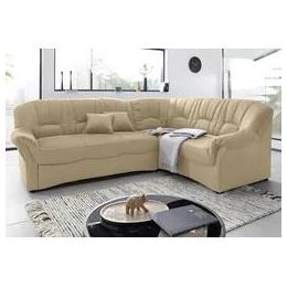 Ecksofa DOMO collection "Bahia L-Form" Sofas Gr. B/H/T: 256cm x 91cm x 200cm, Struktur, langer Schenkel links, mit Bettfunktion, beige wahlweise mit Bettfunktion