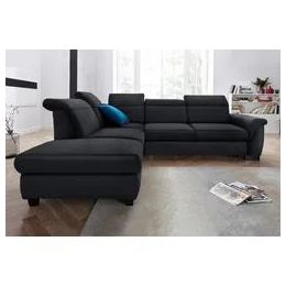 Ecksofa DOMO collection "Sully L-Form" Sofas Gr. B/H/T: 273cm x 84cm x 228cm, Kunstleder SOFTLUX, Ottomane links, mit Rückenverstellung, schwarz wahlweise mit Bettfunktion und Kopf- bzw. Rückenverstellung