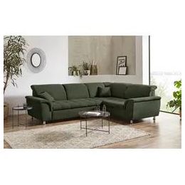 Ecksofa DOMO collection "Franzi L-Form" Sofas Gr. B/H/T: 267cm x 81cm x 214cm, Struktur fein, langer Schenkel links, ohne Kopfteilverstellung-ohne Bettfunktion, grün wahlweise mit Kopfteilverstellung (dann Breite: 275 cm)