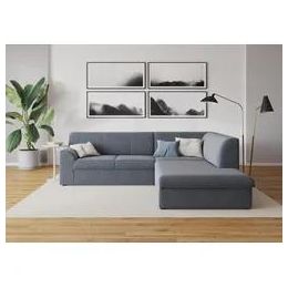 Ecksofa DOMO collection "Topper L-Form" Sofas Gr. B/H/T: 237cm x 78cm x 200cm, Chenille, Ottomane rechts, Mit Bettfunktion, grau (dunkelgrau) mit Ottomane, wahlweise Schlaffunktion