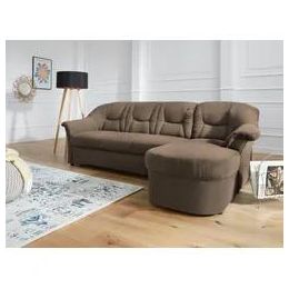 Ecksofa DOMO collection "Sarafina L-Form" Sofas Gr. B/H/T: 232cm x 83cm x 146cm, Struktur fein, Recamiere rechts, ohne Bettfunktion-mit Federkern, braun wahlweise mit Bettfunktion, optional Federkern