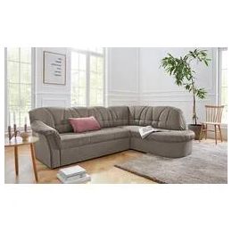 Ecksofa DOMO collection "Pegnitz L-Form" Sofas Gr. B/H/T: 246cm x 82cm x 180cm, Struktur fein, Ottomane rechts, ohne Bettfunktion, grau (stone) wahlweise mit Bettfunktion