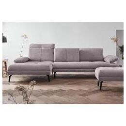 Ecksofa Andas "Stenlille L-Form" Sofas Gr. B/H/T: 295 cm x 83 cm x 162 cm, Struktur grob, Recamiere links, grau (hellgrau) incl. Sitztiefen-, Kopfteil- und Armteilverstellung