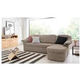 Ecksofa DOMO collection "Pegnitz L-Form" Sofas Gr. B/H/T: 238cm x 82cm x 141cm, Struktur grob, Recamiere rechts, ohne Bettfunktion, braun (braun, beige) wahlweise mit Bettfunktion