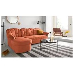 Ecksofa DOMO collection "Papenburg L-Form" Sofas Gr. B/H/T: 235 cm x 84 cm x 142 cm, Chenille-Optik, Recamiere links, ohne Bettfunktion, orange (terra) in großer Farbvielfalt, wahlweise mit Bettfunktion