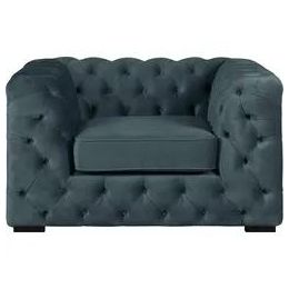 Guido Maria Kretschmer Home & Living Chesterfield-Sessel GUIDO MARIA KRETSCHMER HOME & LIVING "Kalina Sessel" Sessel Gr. Samtvelours, B/H/T: 110cm x 67cm x 98cm, blau (tinte) mit klassischer Chesterfield-Knopfheftung, sehr hochwertige Qualität