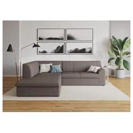 Ecksofa DOMO collection "Topper L-Form" Sofas Gr. B/H/T: 237cm x 78cm x 200cm, Kunstleder SOFTLUX, Ottomane links, Mit Bettfunktion, braun (schlamm) mit Ottomane, wahlweise Schlaffunktion