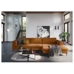 Ecksofa DOMO collection "Modica L-Form" Sofas Gr. B/H/T: 329cm x 81cm x 173cm, Boucle, Recamiere rechts, gelb (curry) moderne Optik mit großzügiger Recamieire, auch in Cord