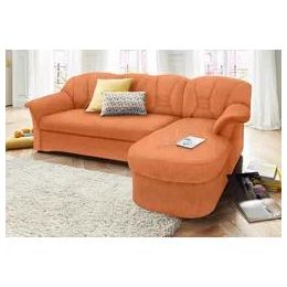 Ecksofa DOMO collection "Elva L-Form" Sofas Gr. B/H/T: 240cm x 84cm x 82cm, Microfaser PRIMABELLE, Recamiere rechts, ohne Federkern-mit Bettfunktion, orange (terrakotta) wahlweise mit Bettfunktion und Federkern