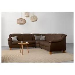 Ecksofa Home Affaire "Caldera L-Form", braun (dunkelbraun), B:270cm H:91cm T:250cm, 100% Polyester, Sofas, Federkern, wahlweise mit Kopfteilverstellung, Bettfunktion, Bettkasten