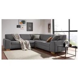 Ecksofa DOMO collection "Incanto L-Form" Sofas Gr. B/H/T: 260cm x 81cm x 260cm, Feinstruktur, gleichschenklig, mit Bettfunktion rechts, grau wahlweise mit Bettfunktion