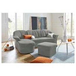 Ecksofa DOMO collection "Pegnitz L-Form" Sofas Gr. B/H/T: 238cm x 82cm x 141cm, Struktur fein, Recamiere links, mit Bettfunktion, grau wahlweise mit Bettfunktion