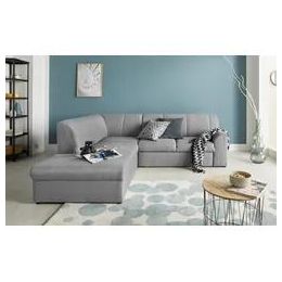 Ecksofa DOMO collection "Topper L-Form" Sofas Gr. B/H/T: 237 cm x 78 cm x 200 cm, Struktur fein, Ottomane links, Mit Bettfunktion, grau (hellgrau) mit Ottomane, wahlweise Schlaffunktion