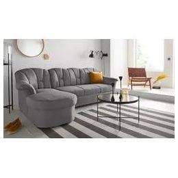 Ecksofa DOMO collection "Papenburg L-Form" Sofas Gr. B/H/T: 235cm x 84cm x 142cm, Chenille-Optik, Recamiere links, ohne Bettfunktion, grau in großer Farbvielfalt, wahlweise mit Bettfunktion