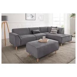 Ecksofa Andas "Janek L-Form" Sofas Gr. B/H/T: 263cm x 81cm x 191cm, Struktur fein, Ottomane rechts, ohne Funktion, schwarz (pepper) mit Federkern und Keder in scandinavischem Design