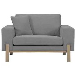 Loveseat OTTO products "Hanne Sessel mit Holzrahmen" Gr. Struktur fein recycelt, B/H/T: 128cm x 86cm x 88cm, grau (anthrazit) Sofas Verschiedene Bezugsqualitäten: Baumwolle, recyceltes Polyester