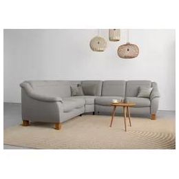 Ecksofa Home Affaire "Caldera L-Form" Sofas Gr. B/T: 270cm x 250cm, Luxus-Microfaser ALTARA NUBUCK, langer Schenkel rechts, mit Kopfteilverstellung-ohne Bettfunktion-ohne Schubkasten, grau Federkern, wahlweise mit Kopfteilverstellung, Bettfunktion, Bettkasten